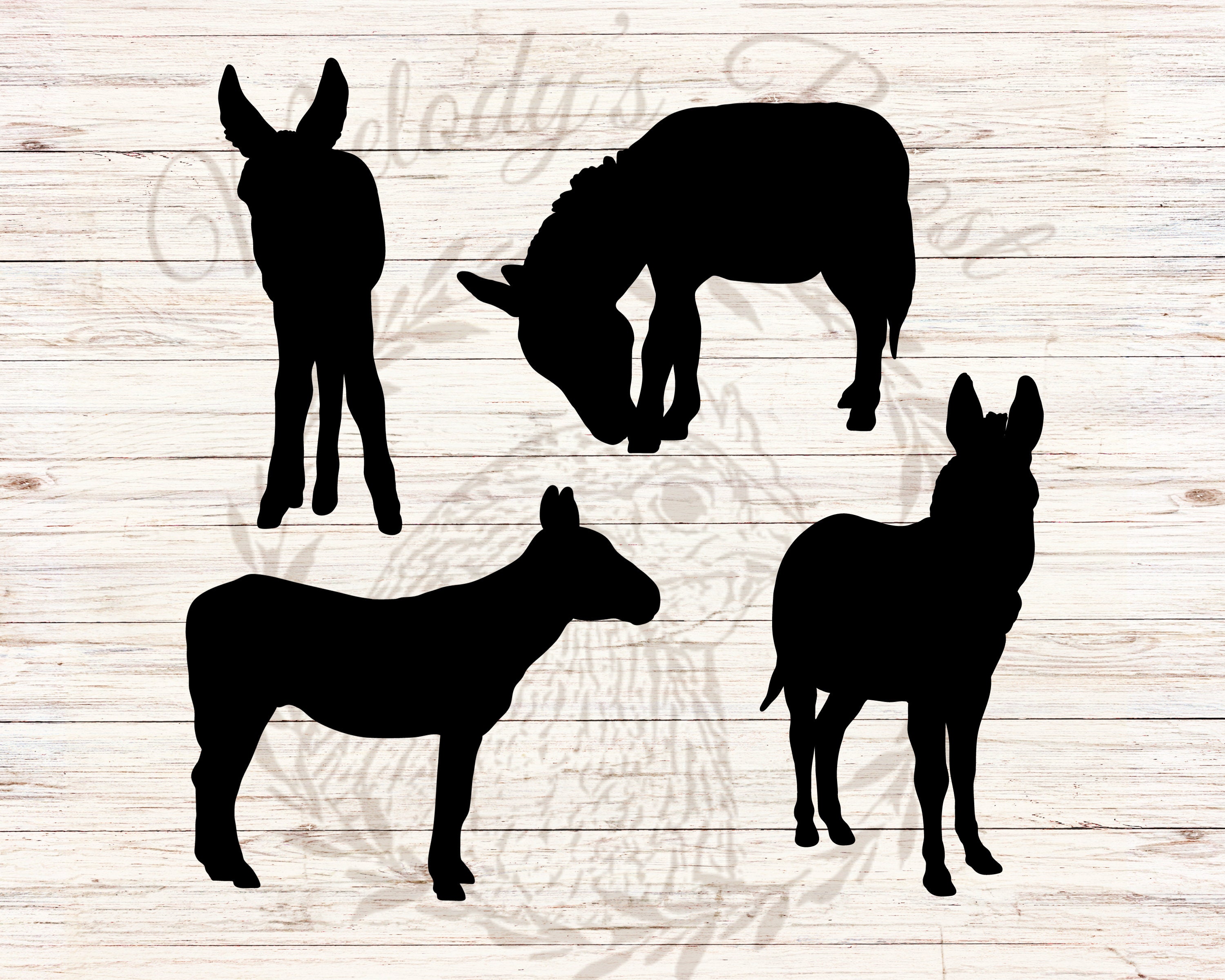 Donkey Silhouette SVG Bundle, Farm Clipart, Mule SVG, Vector, Printable ...