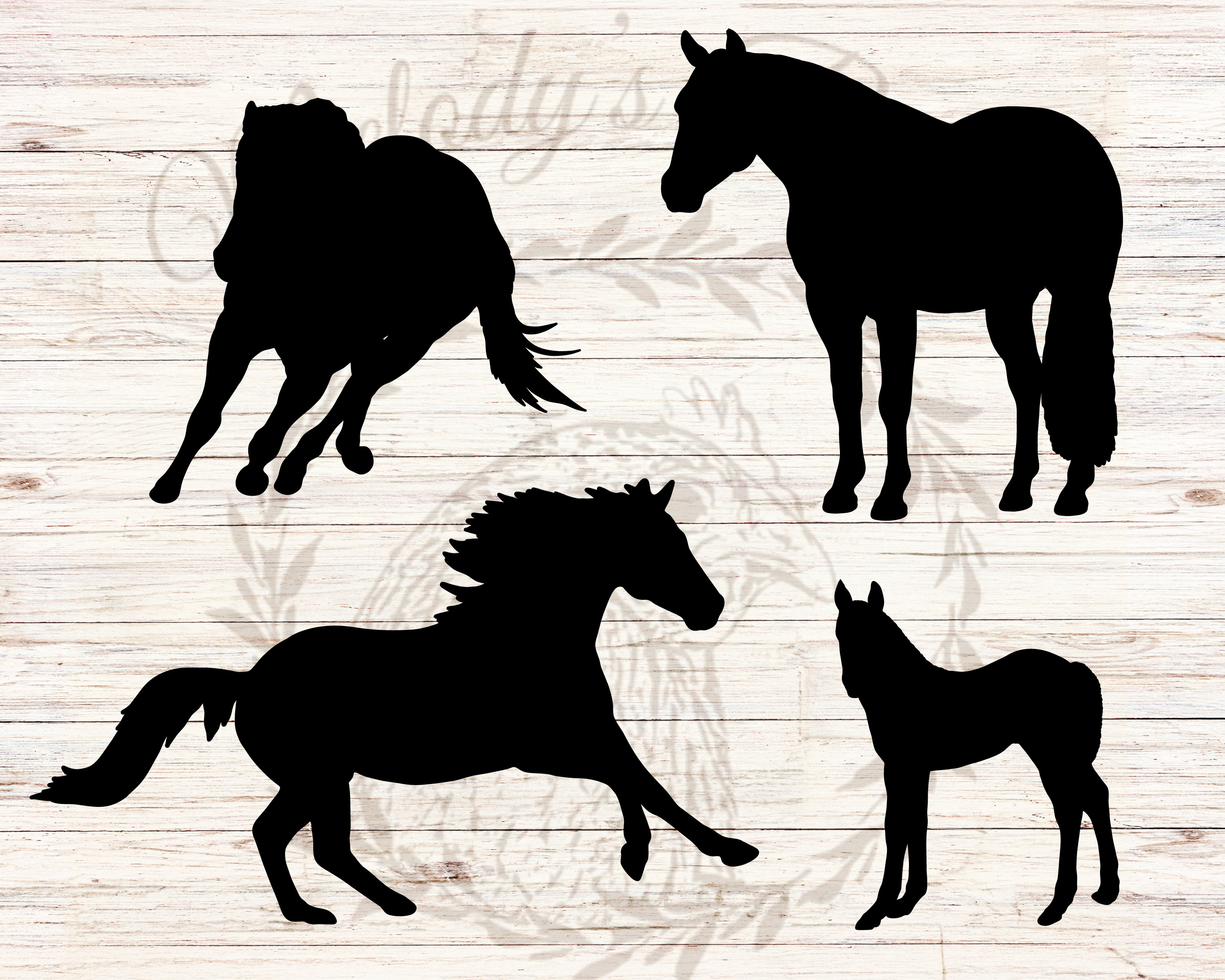 American Quarter Horse Silhouette SVG Bundle, Horse Silhouette Clipart ...