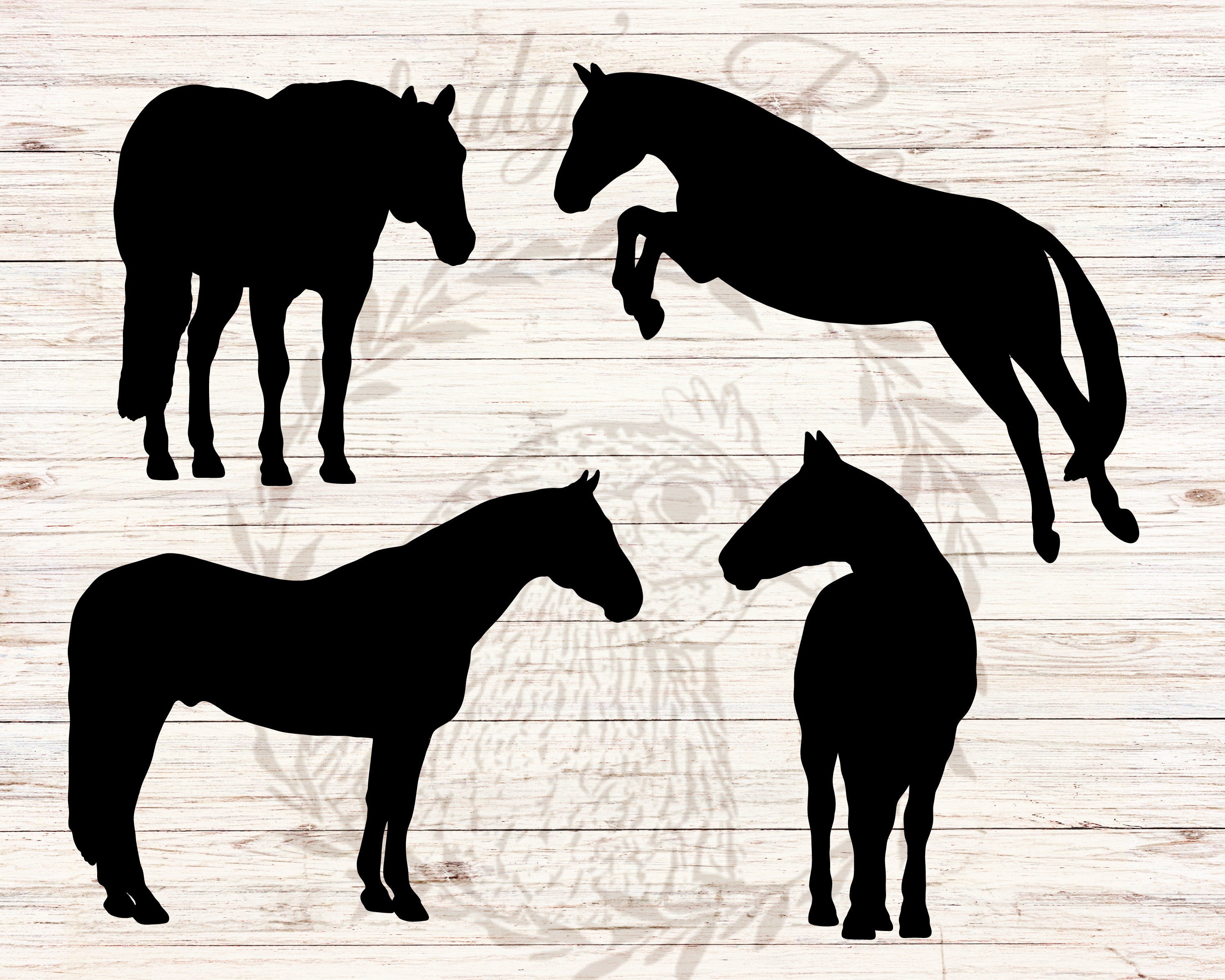 American Quarter Horse Silhouette SVG Bundle, Horse Silhouette Clipart ...