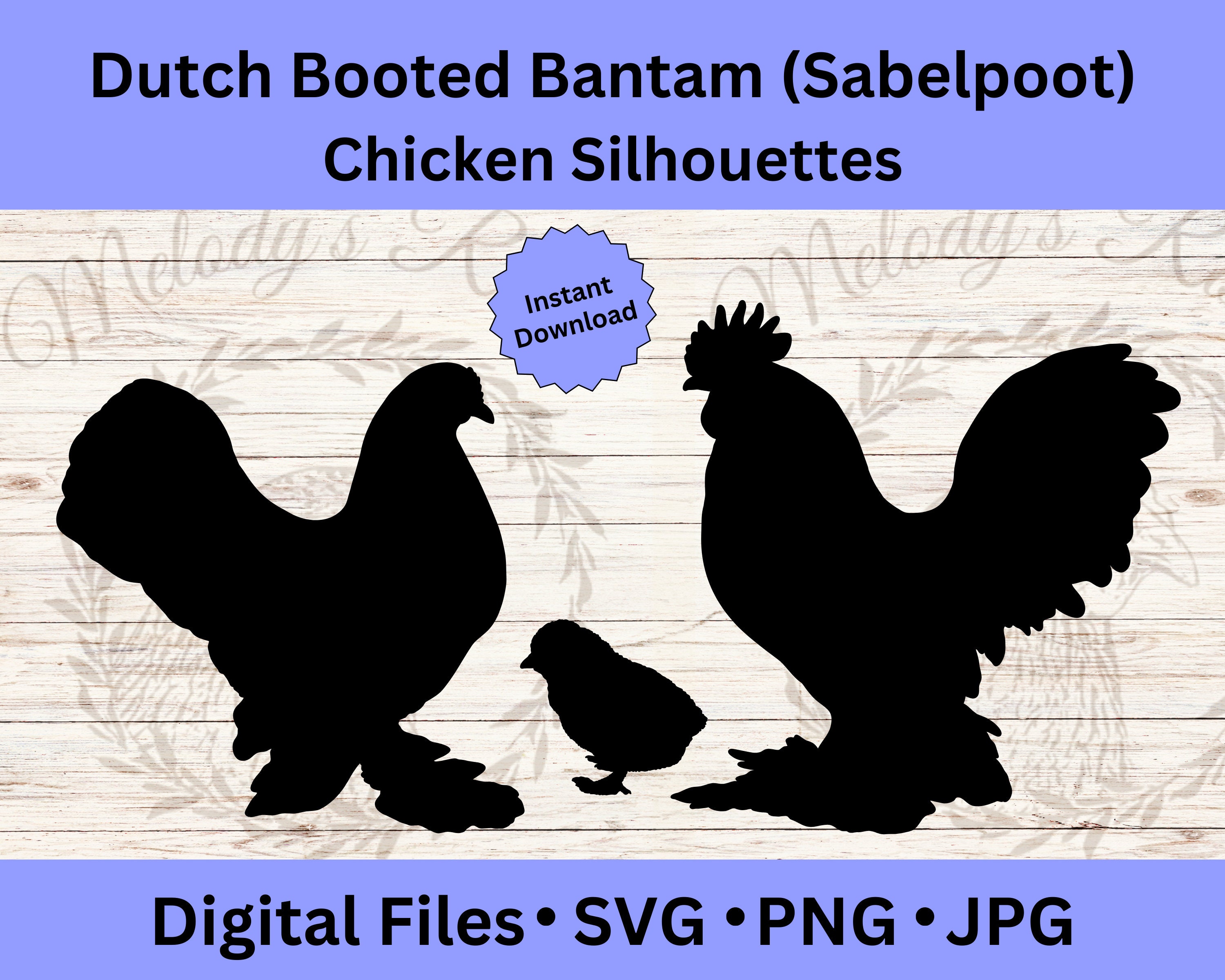 Dutch Booted Bantam Silhouette Svgs, Cute Chicken Vector Graphics ...