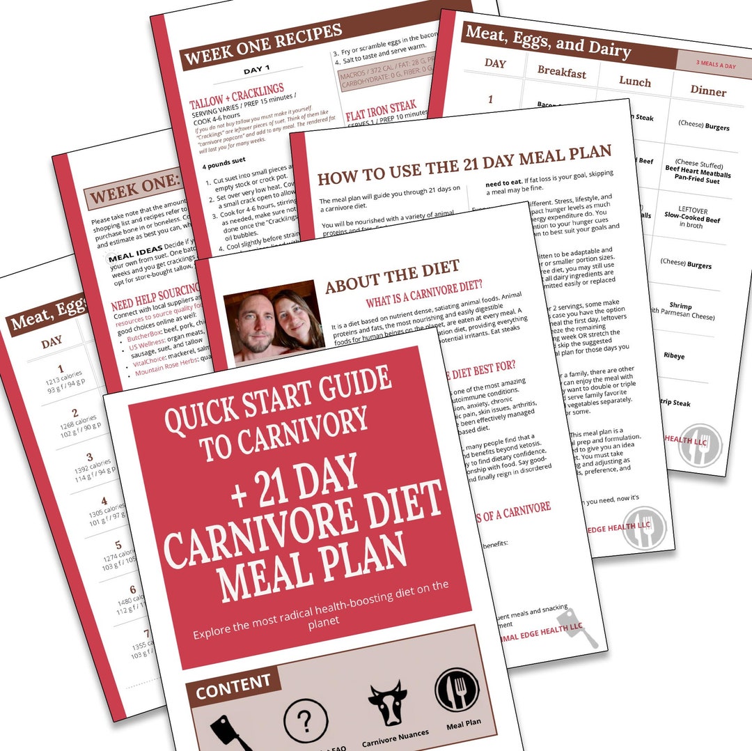 Quick Start Guide to Carnivory + 21 Day Carnivore Diet Meal Plan - Etsy