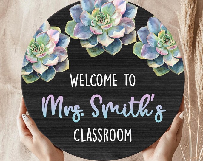 Teacher Succulents Door Sign, Teacher Name Succulents Door Sign ...