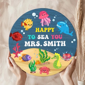 Classroom Door Sign, Sea Ocean Themed Classroom Decor, Custom Teacher ...