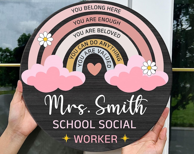 School Social Worker Office Sign, Social Worker Door Hanger ...