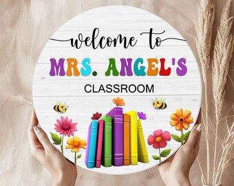 Personalized Teacher Door Hanger, Custom Teacher Name Sign, Back to ...