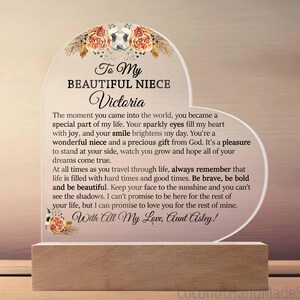 Personalized Heart Plaque for Niece, Niece Birthday Gift, Sentimental ...