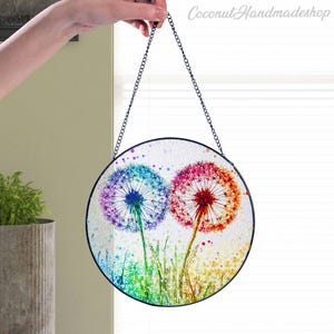 Colorful Dandelion Glass Suncatcher, Dandelion Flower Suncatcher ...