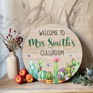 Personalized Teacher Cactus Door Sign, Potted Plants Classroom Door ...