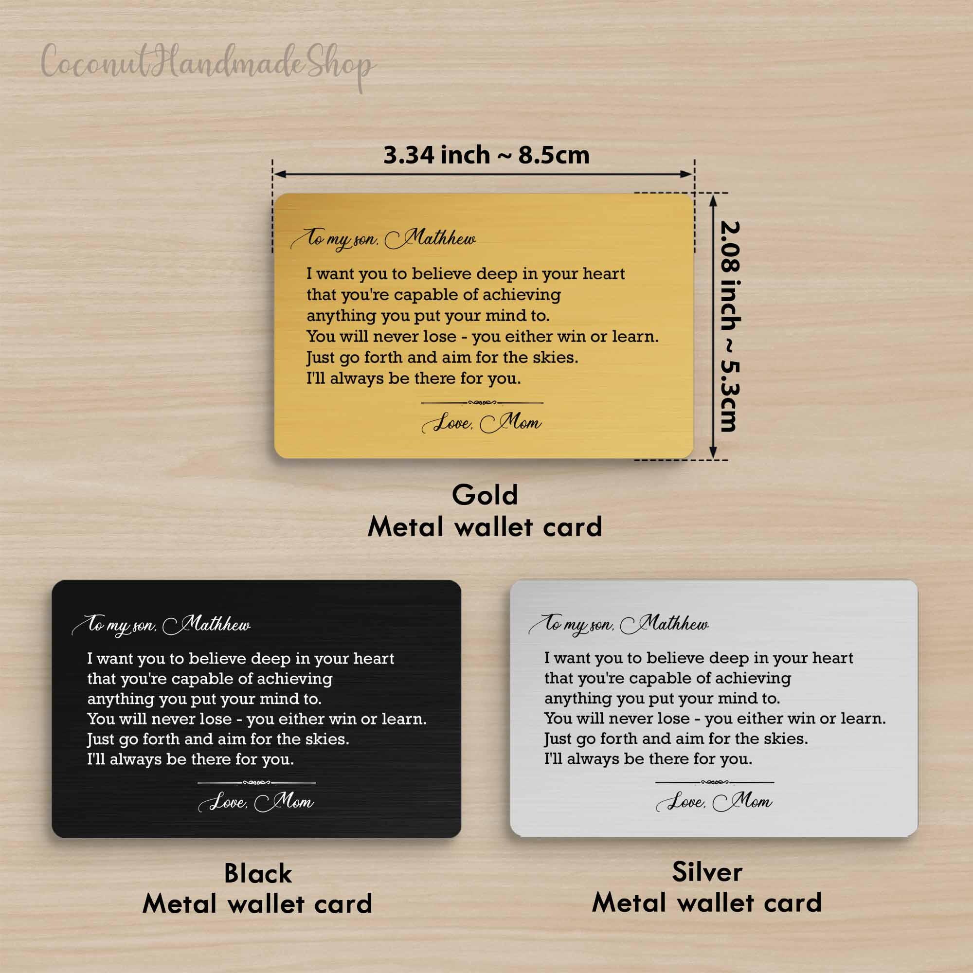 Son Gift Personalized Wallet Card for Son, Custom Message Card for Son ...