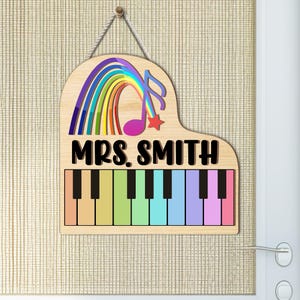Music Teacher Door Sign 3D Laser Cut, Personalized Wooden Sign Music ...