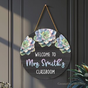 Teacher Succulents Door Sign, Teacher Name Succulents Door Sign ...