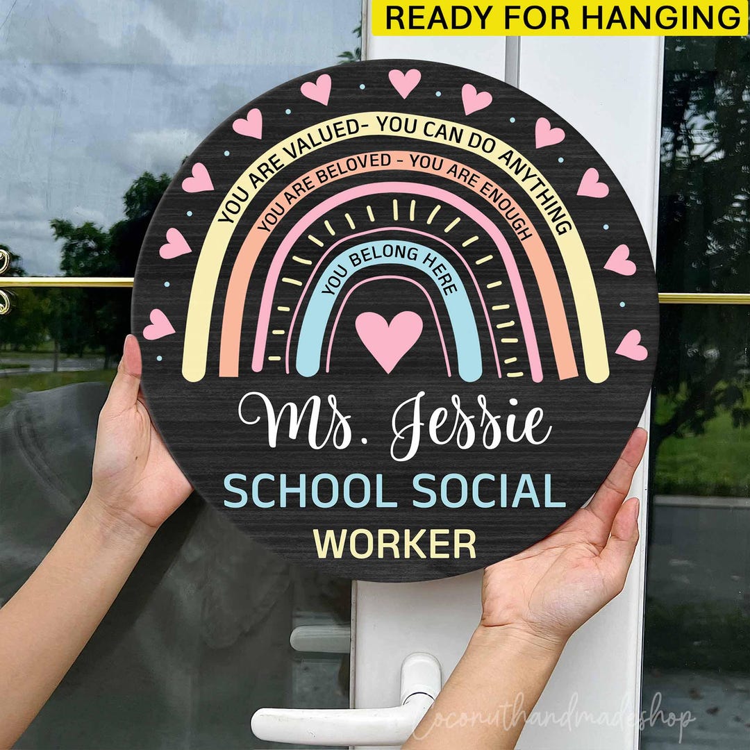 School Social Worker Door Sign, Social Worker Hanger Decor, Teacher ...