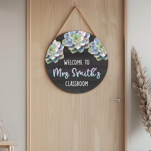 Teacher Succulents Door Sign, Teacher Name Succulents Door Sign ...