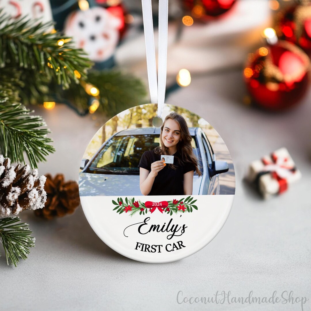First Car Christmas Ornament, Personalized Photo New Car 2025, 1st New ...