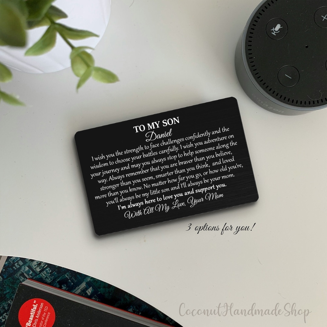 Personalized Wallet Insert Card for Son, Metal Wallet Card for Son ...