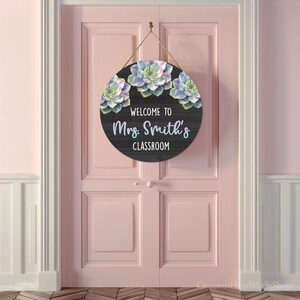 Teacher Succulents Door Sign, Teacher Name Succulents Door Sign ...