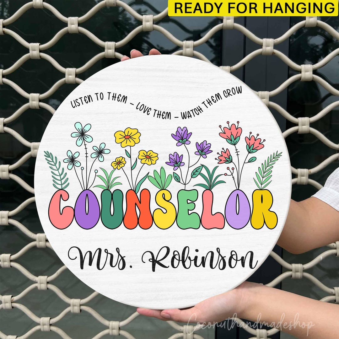 Counselor Wooden Name Sign, School Counselor Door Sign, Guidance ...