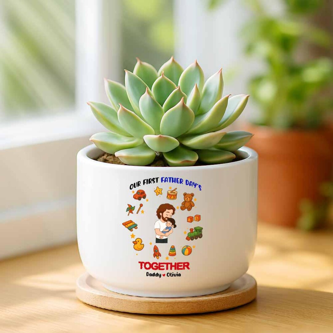 Personalized Father's Day Succulent Planter, Custom Name Mini Plant Pot ...