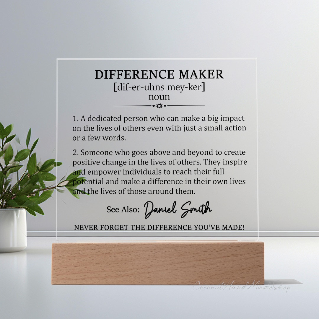 Personalized Plaque for Difference Maker, Difference Maker Gift From ...