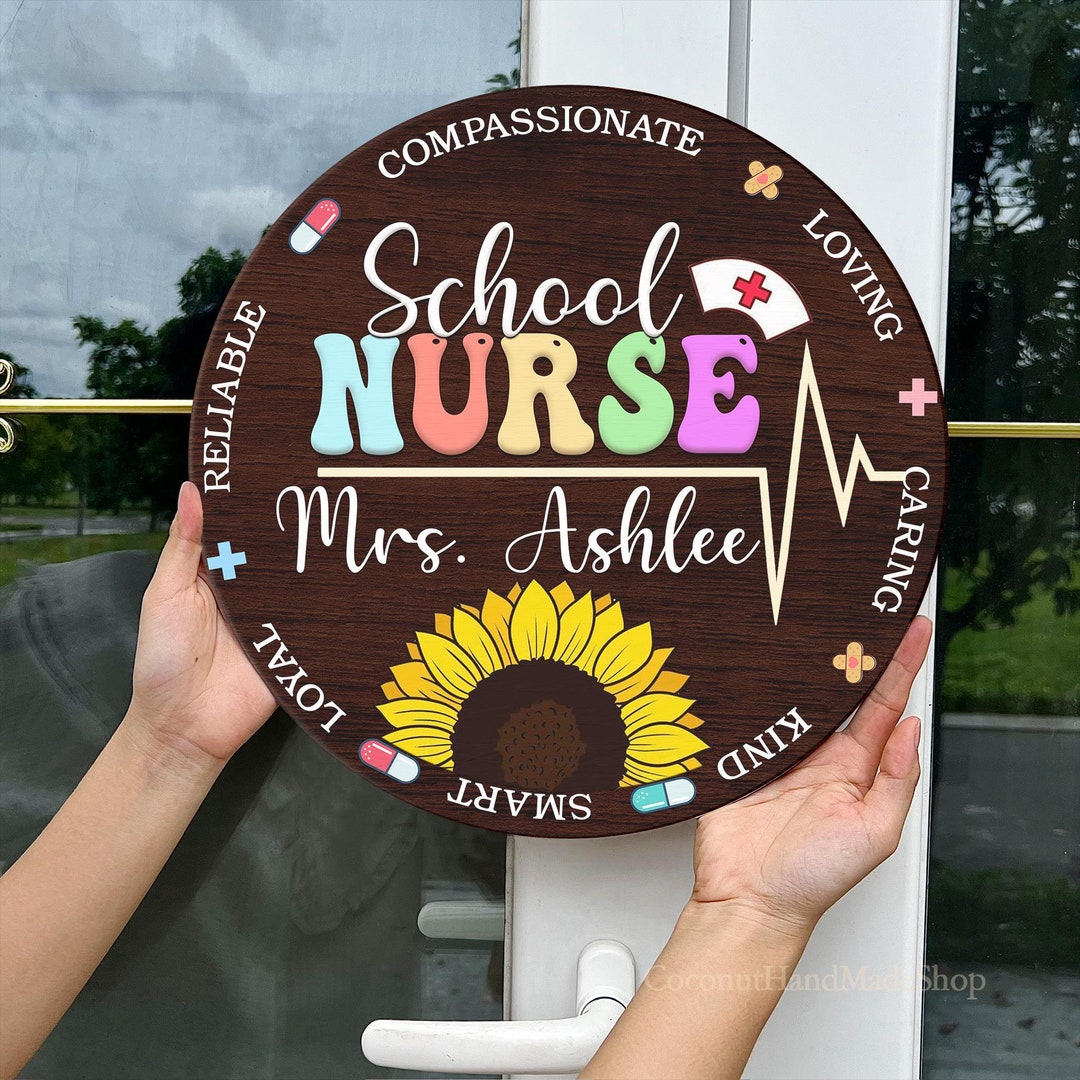 Personalized School Nurse Door Sign, School Nurse Door Hanger, Gift for ...