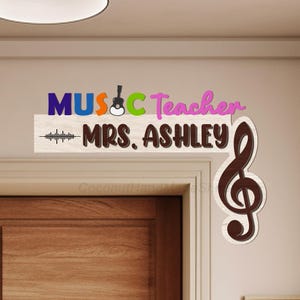 Music Teacher Door Frame Sign, Personalized 3D Frame for Music Teacher ...