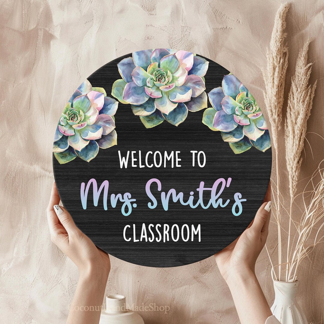 Teacher Succulents Door Sign, Teacher Name Succulents Door Sign ...