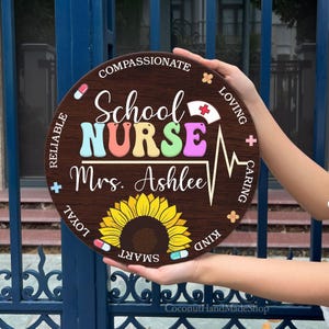 Personalized School Nurse Door Sign, School Nurse Door Hanger, Gift for ...
