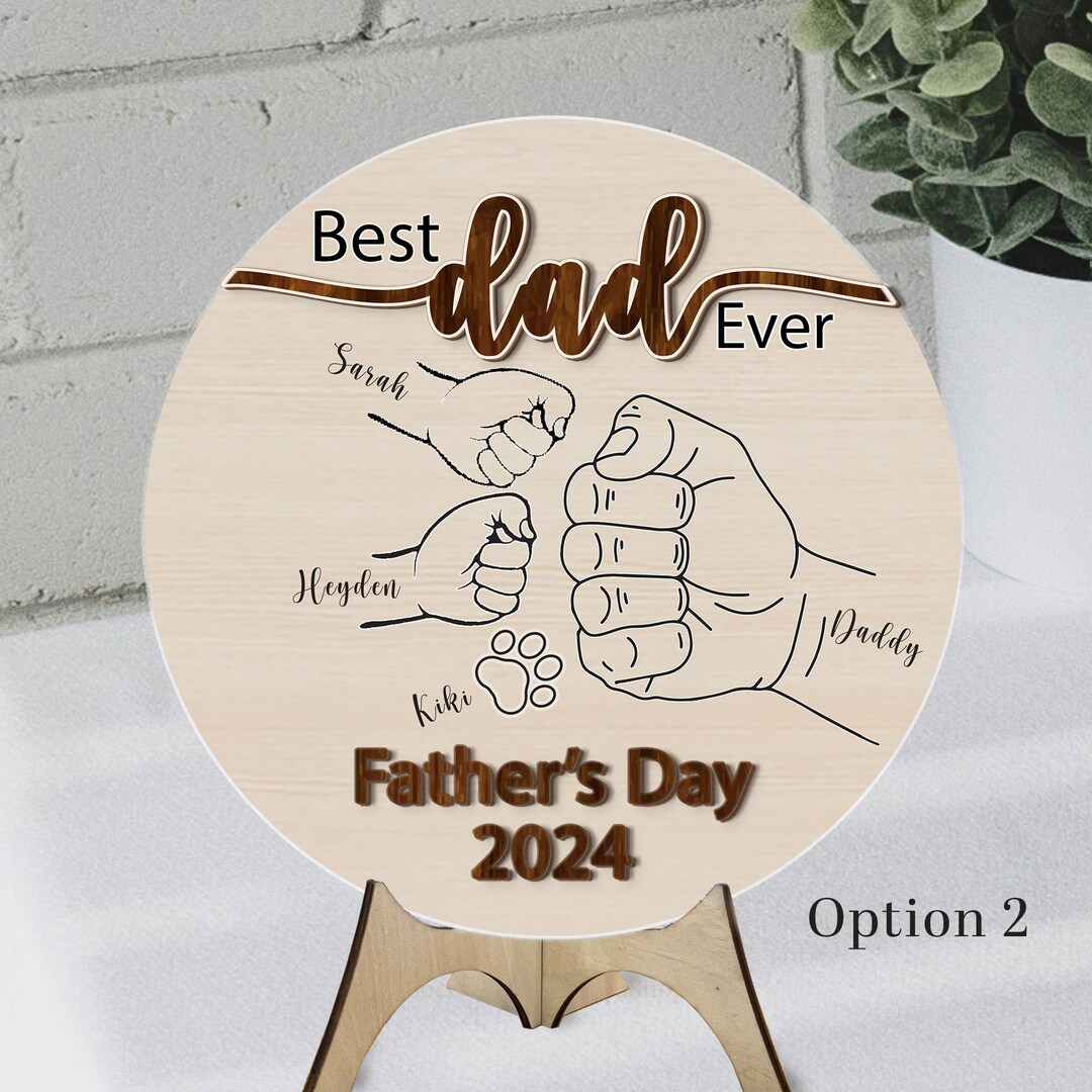 Fist Bump Dad and Kids Framed Sign, Father's Day Gift Idea for Dad ...