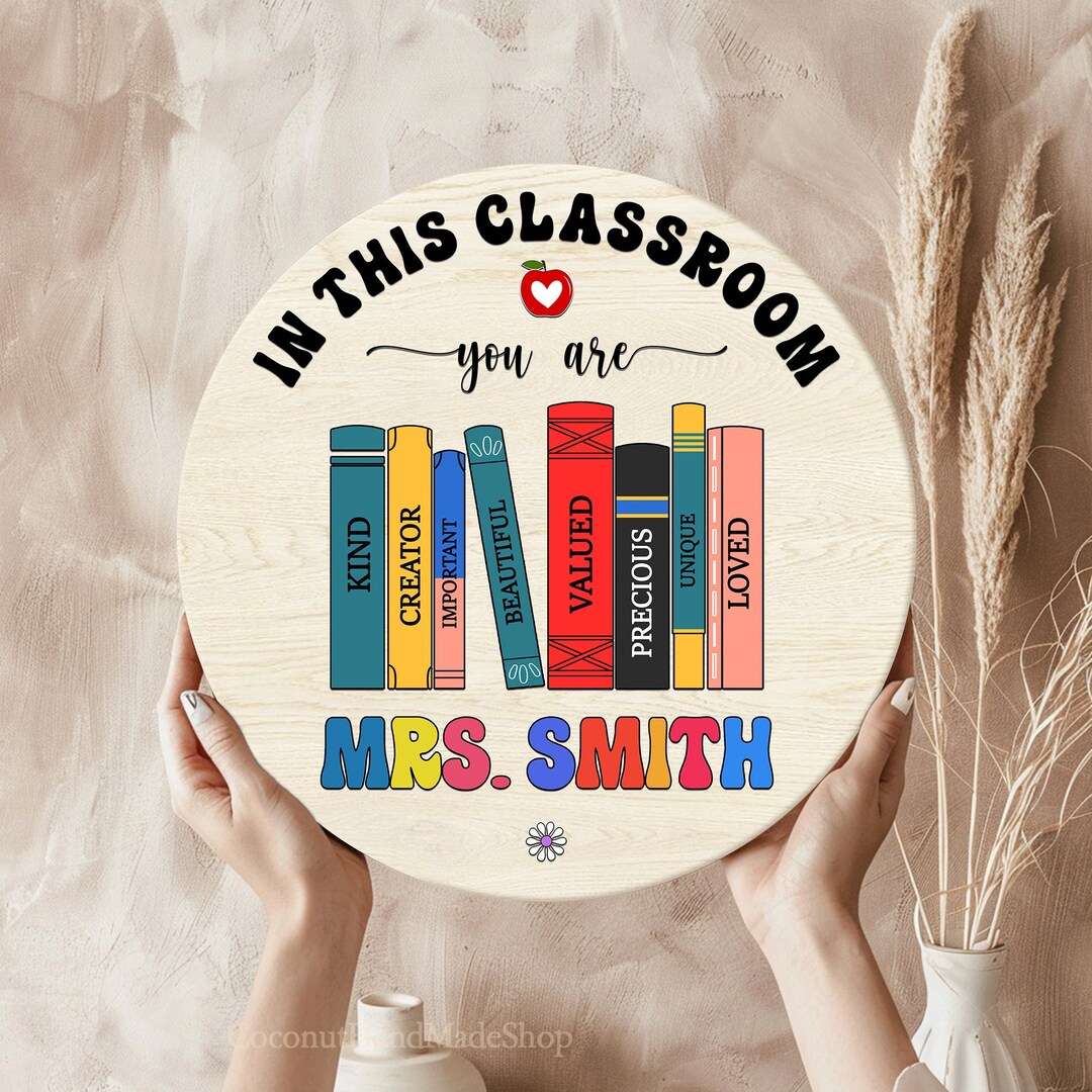 Custom Classroom Wooden Sign Door, Teacher Wooden Door Sign Gifts ...