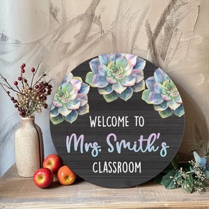 Teacher Succulents Door Sign, Teacher Name Succulents Door Sign ...