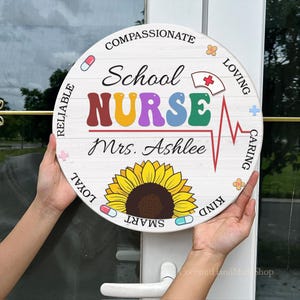 Personalized School Nurse Door Sign, School Nurse Door Hanger, Gift for ...
