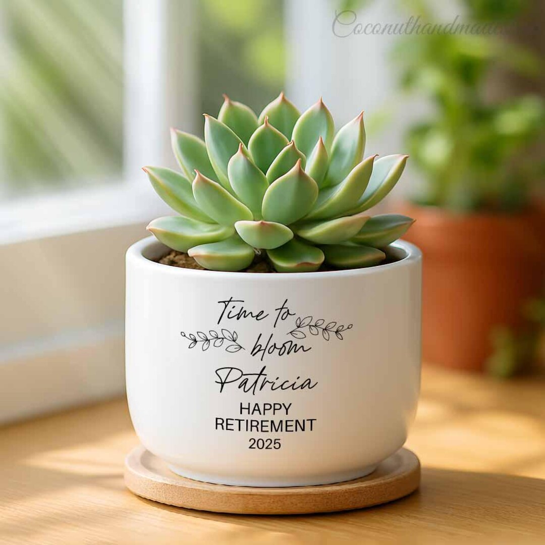 Personalized Retirement Plant Pot, Time to Bloom Planter, Personal ...
