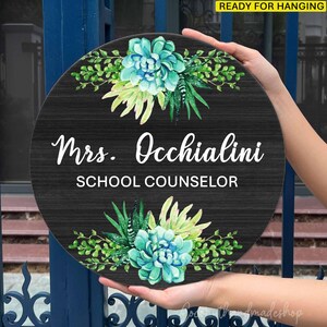 School Counselor Succulents Door Sign, Personalized School Counselor ...