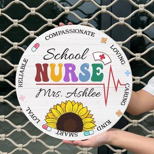 Personalized School Nurse Door Sign, School Nurse Door Hanger, Gift for ...