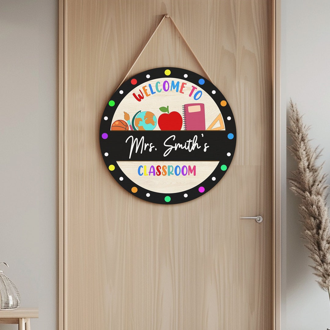Personalized Teacher Round Door Sign, Gifts for Teacher, Teacher ...