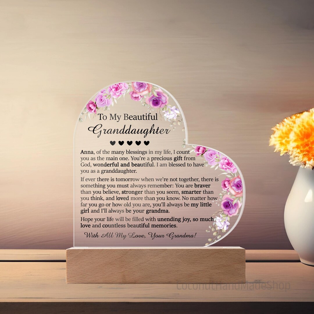 Personalized Plaque for Granddaughter, Granddaughter Birthday Gift ...