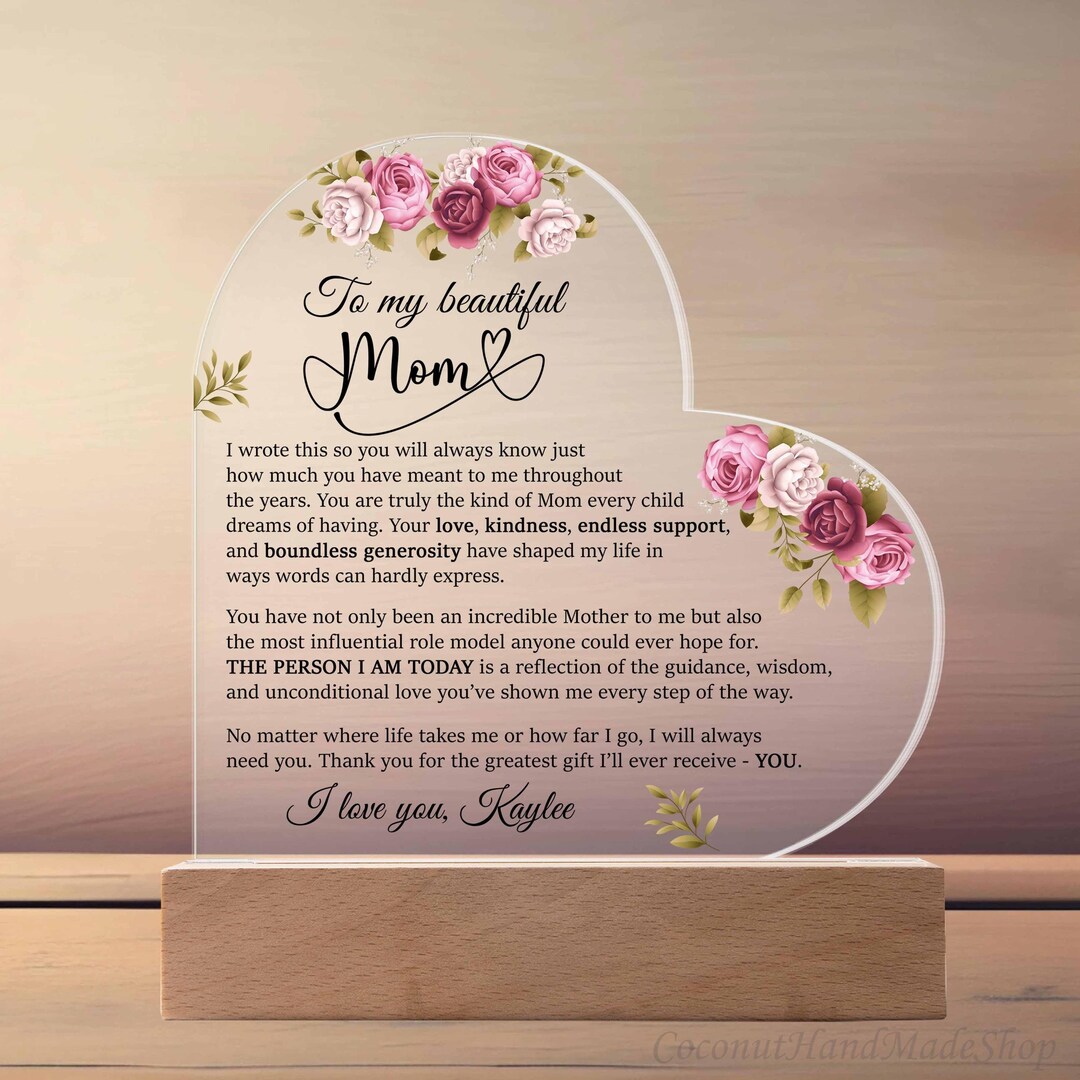 Personalized Acrylic Plaque for Mom, Mother's Gift From Daughter/ Son ...