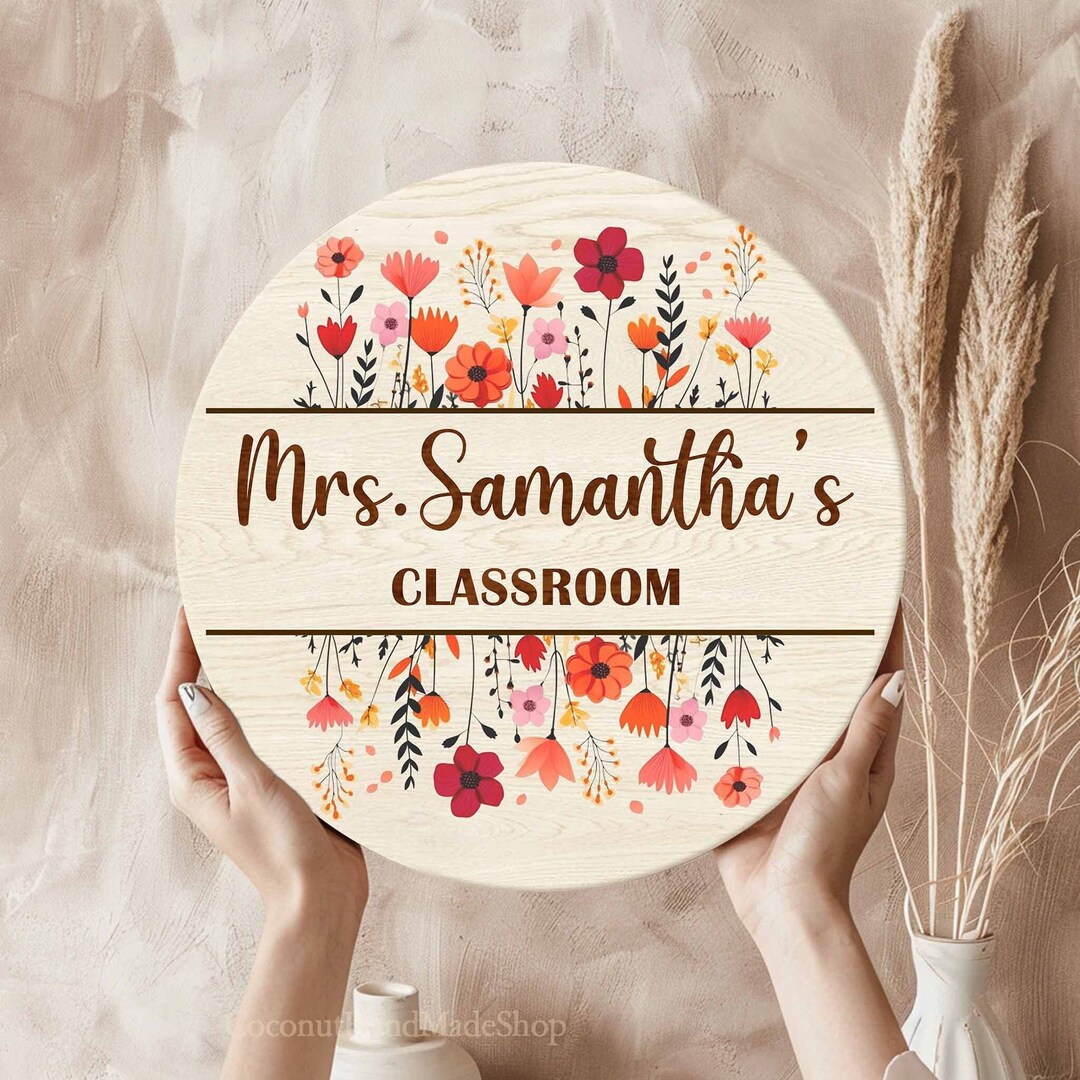 Personalized Classroom Wooden Sign, Custom Teacher Door Sign, Teacher ...