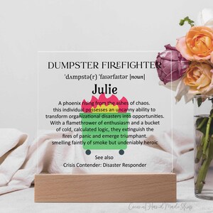 Funny Dumpster Firefighter Acrylic Plaque for Boss, Coworker Gift, Boss ...