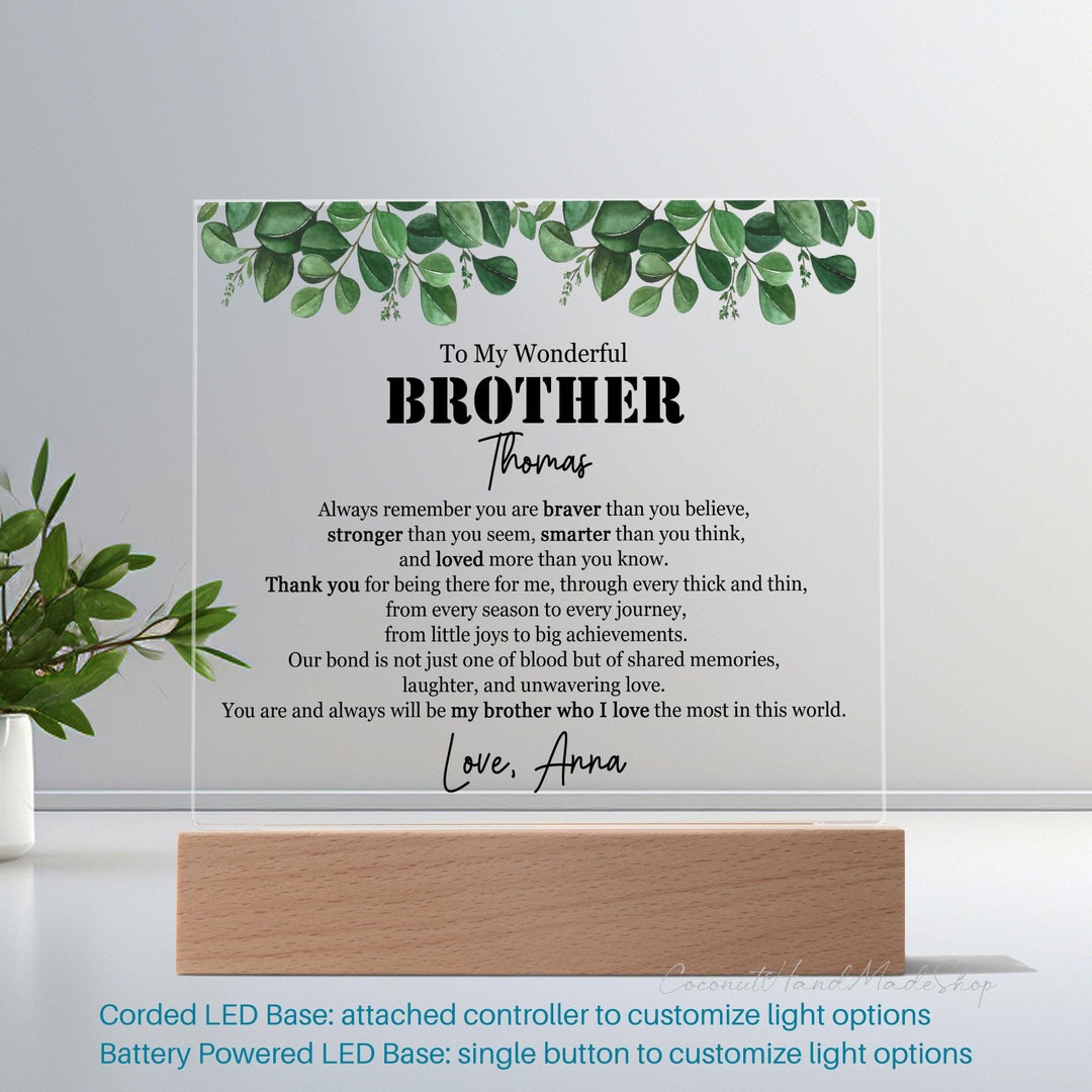 Sentimental Plaque Gift for Brother, Personalized Gift for Brother From ...