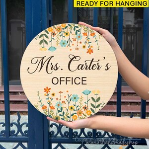 Personalized Teacher Door Sign, Office Door Hanger, Custom Teacher Name ...
