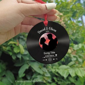 Vinyl Record Ornament, Personalized Song Ornament, Couple Christmas ...