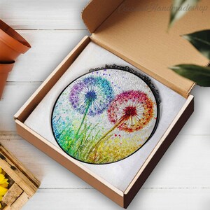 Colorful Dandelion Glass Suncatcher, Dandelion Flower Suncatcher ...