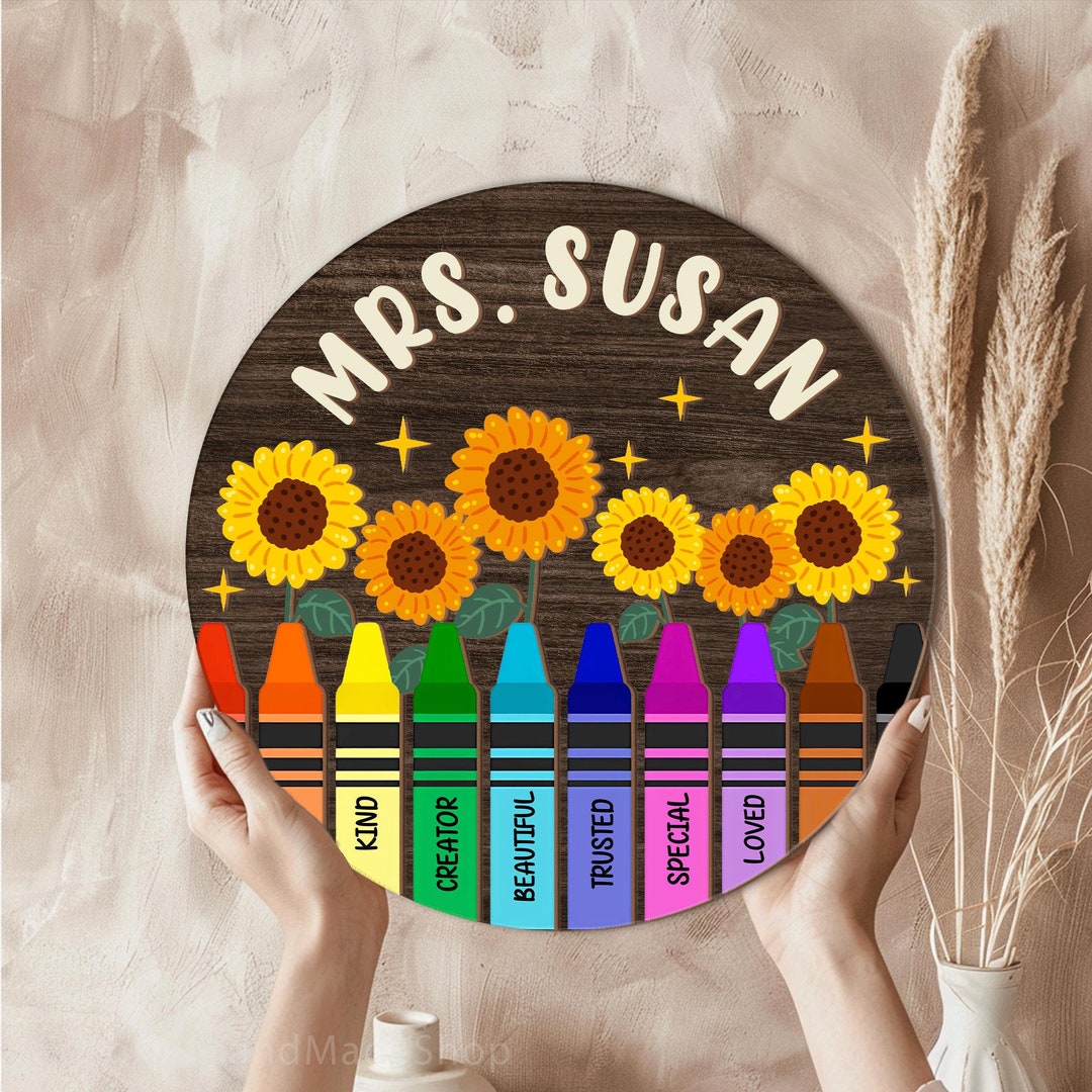 Custom Teacher Door Sign, Classroom Door Hanger, Teacher Name Sign ...