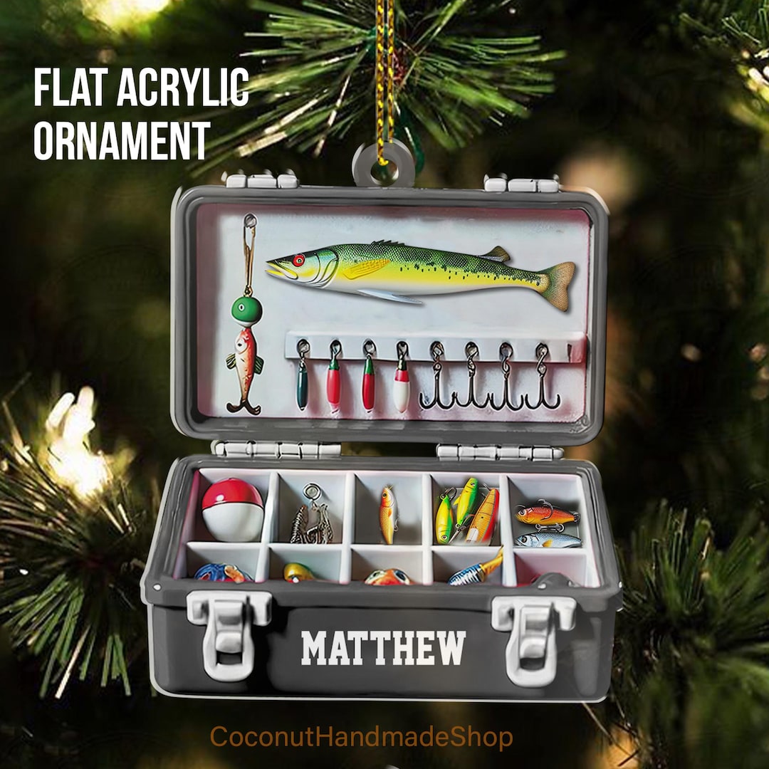 Personalized Fishing Tackle Box Ornament, Custom Fisher Ornament, Fisherman Ornament, Fishing ...