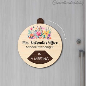 School Psychologist Rotating Door Sign, Teacher Slider Door Hanger ...