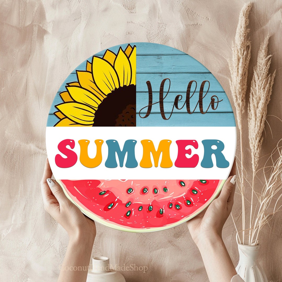 Hello Summer Door Hanger, Front Door Sign, Hello Summer Door Sign ...
