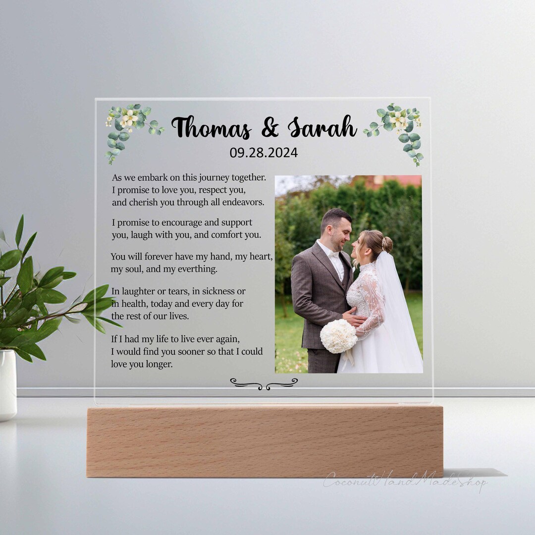 Personalized Wedding Vows Plaque for Married Couple, Custom Wedding ...