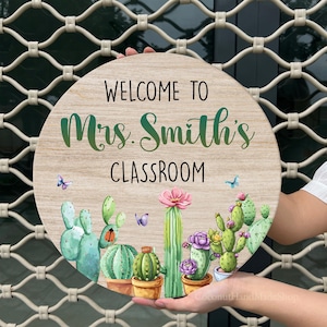 Teacher Succulents Door Sign, Teacher Name Succulents Door Sign ...