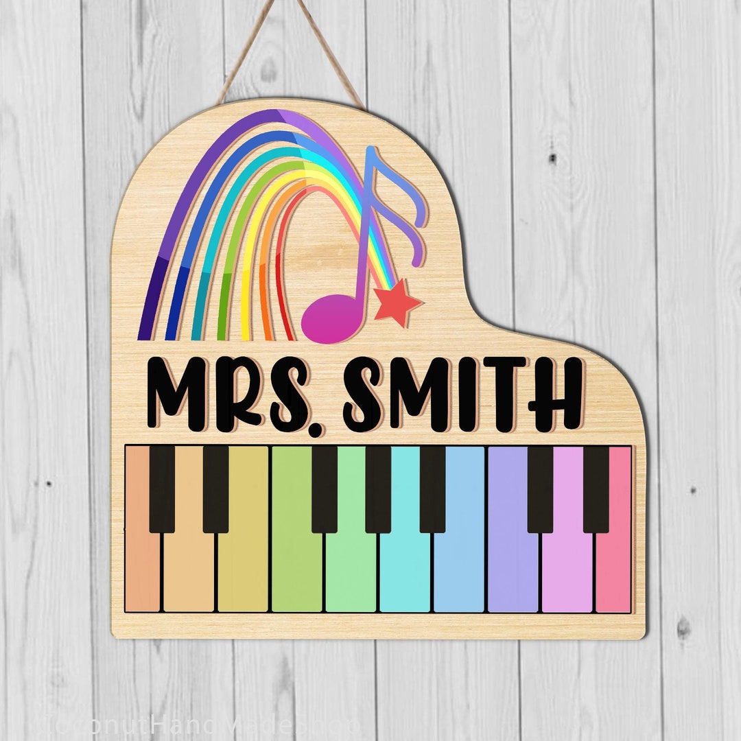 Music Teacher Door Sign 3D Laser Cut, Personalized Wooden Sign Music ...